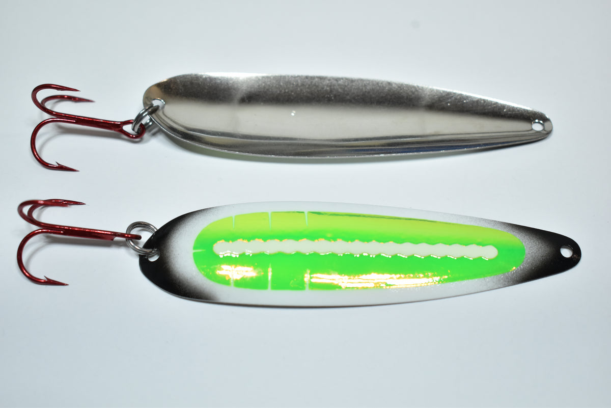 UV Salt-N-Pepper Super Glow - Magnum Trolling Spoon – SalmonElixir.com