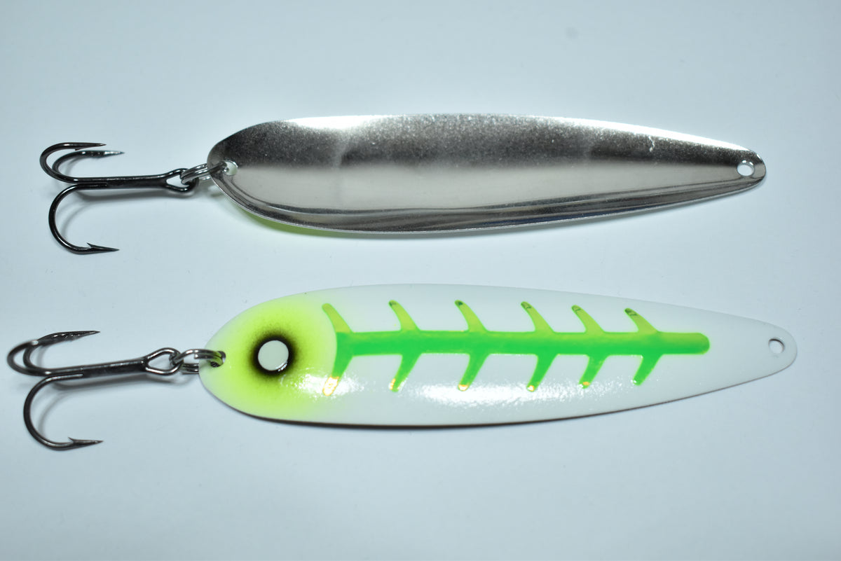 UV Black Eyed Lizard Super Glow - Magnum Trolling Spoon – SalmonElixir.com