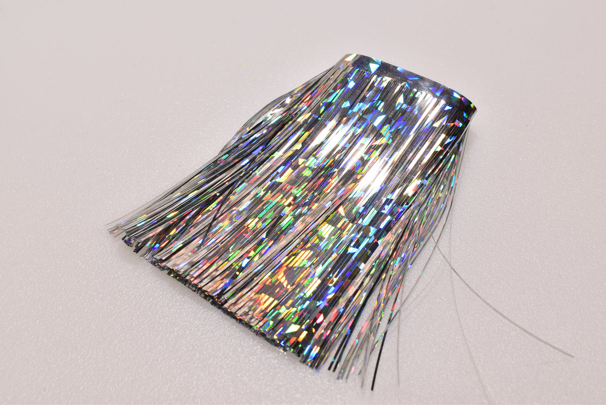 Holographic Silver Kaleidoscope - 4" Banded Mylar Trolling Fly Skirt ...
