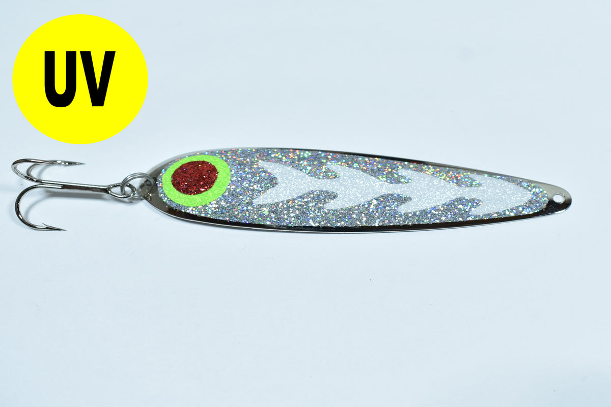White Bones UV - Hyper Vis Hyperspoonz Trolling Spoon – SalmonElixir.com